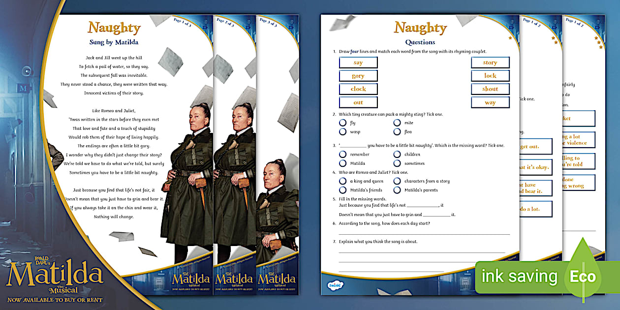 FREE! - Matilda Reading Comprehension | Matilda The Musical