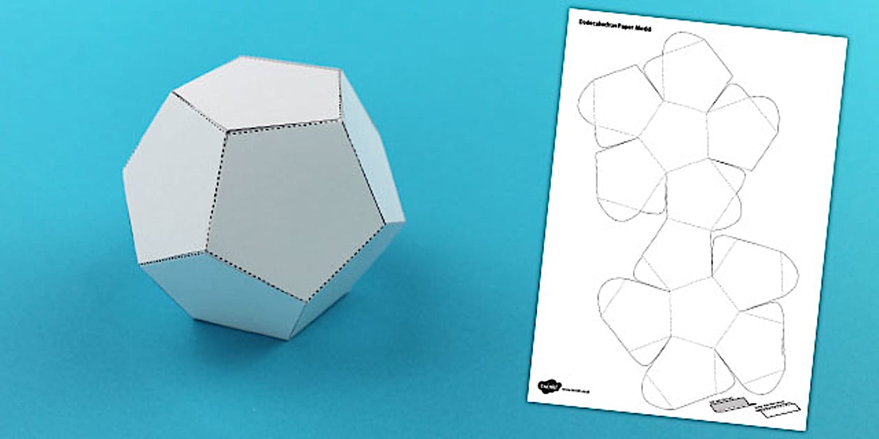 Dodecahedron 3D Shape Net - Geometry - Template Craft - Math