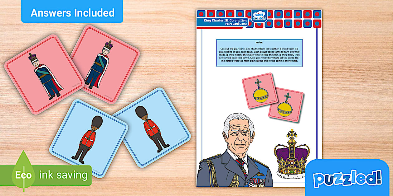 King Charles III Coronation Card Matching Game | Pairs Game