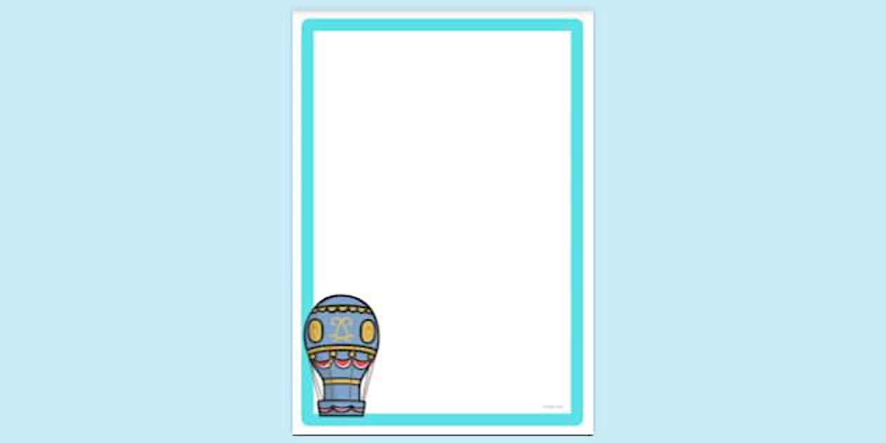 Simple Blank First Hot Air Balloon Page Border | Twinkl