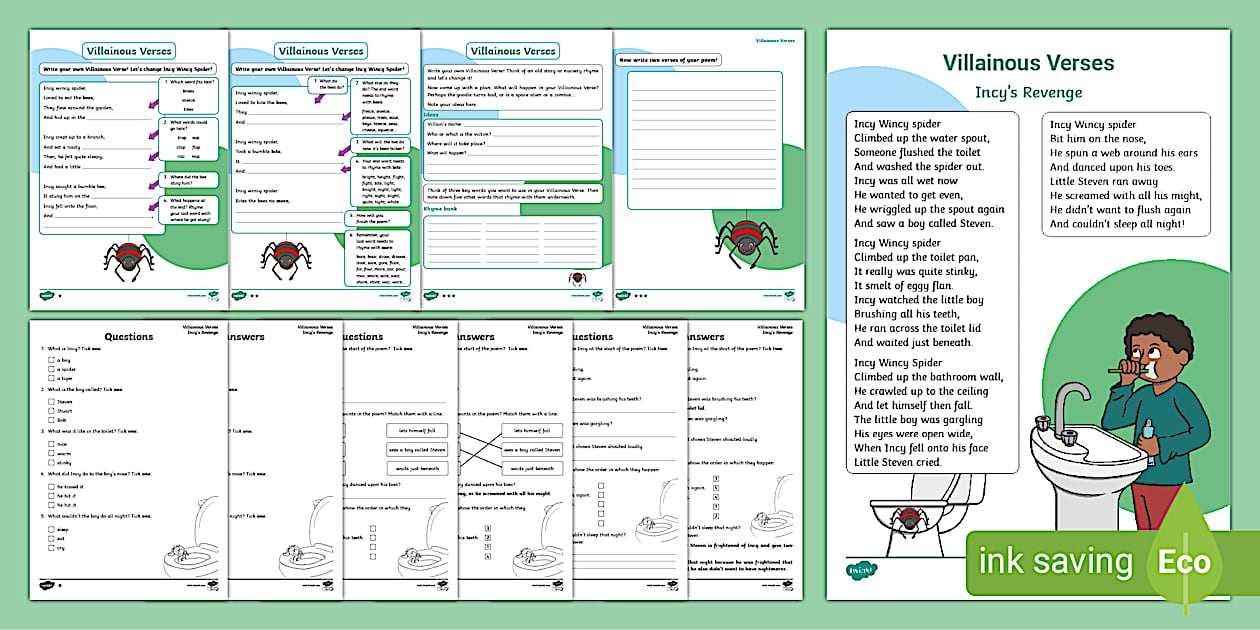 KS1 Villainous Verses Poetry Differentiated Resource Pack