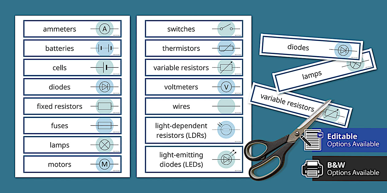 Circuit Components Tray Labels | Science | Beyond Secondary