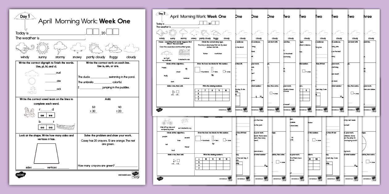 Morning Work for First Graders | Resource | Twinkl USA