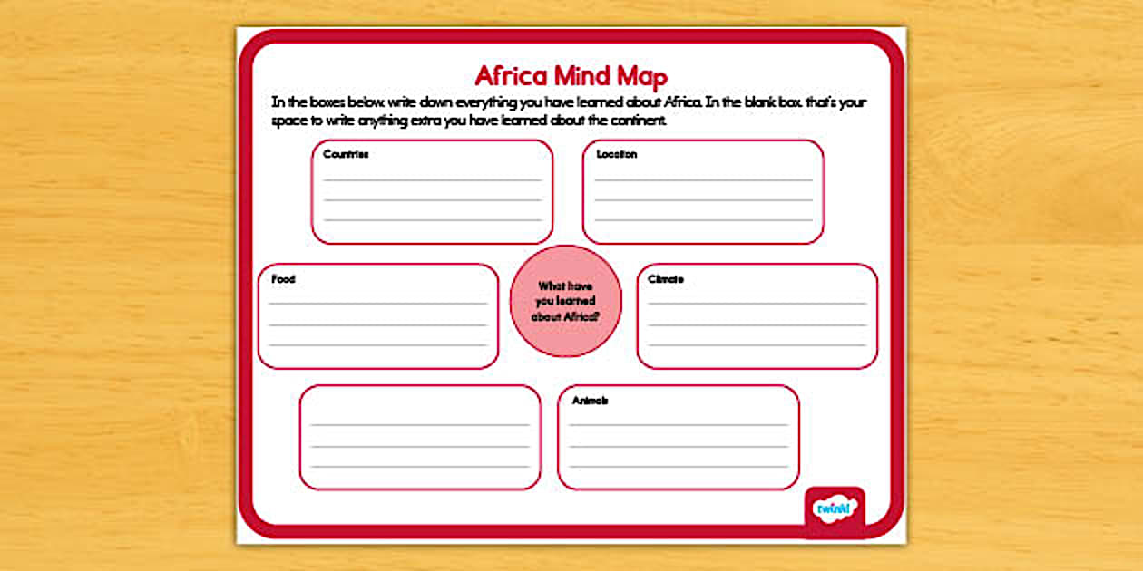 Africa Primary Mind Map (Teacher-Made) - Twinkl