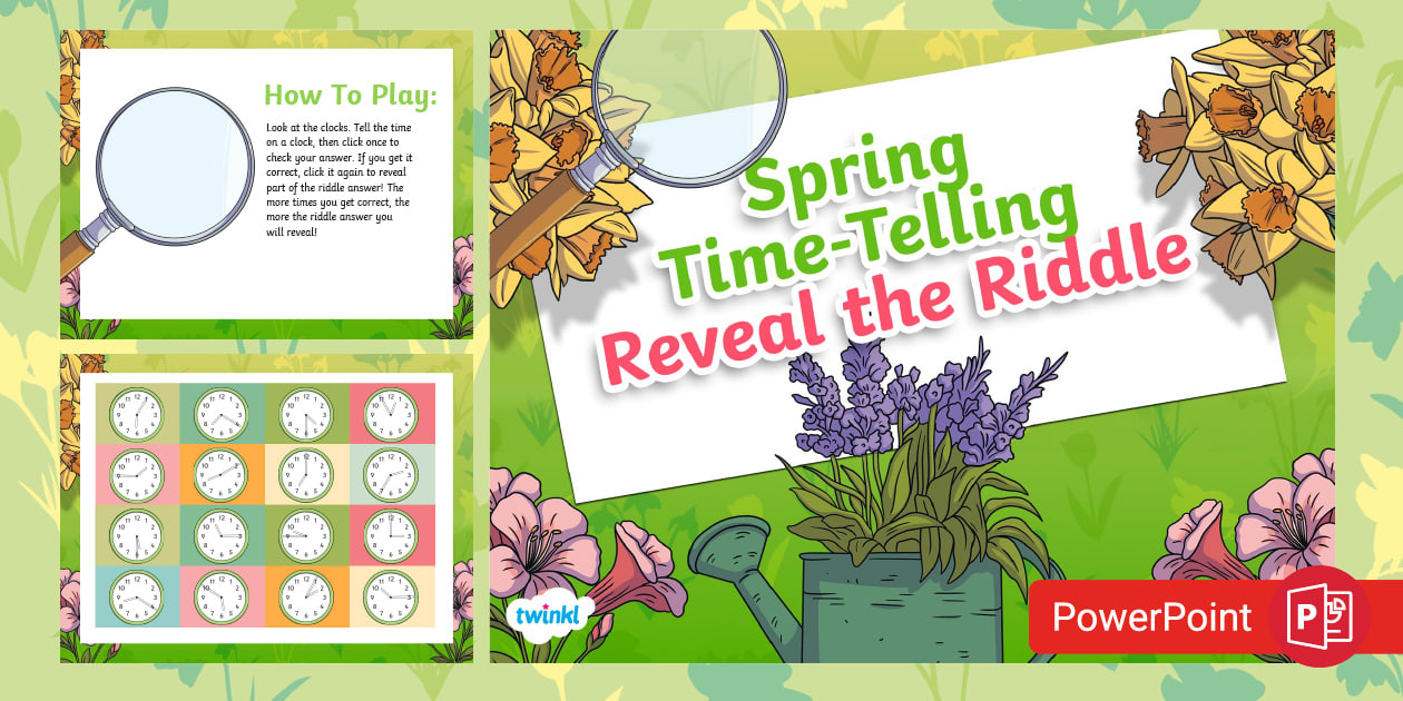 Third Grade Spring Time-Telling Reveal the Riddle Assessment