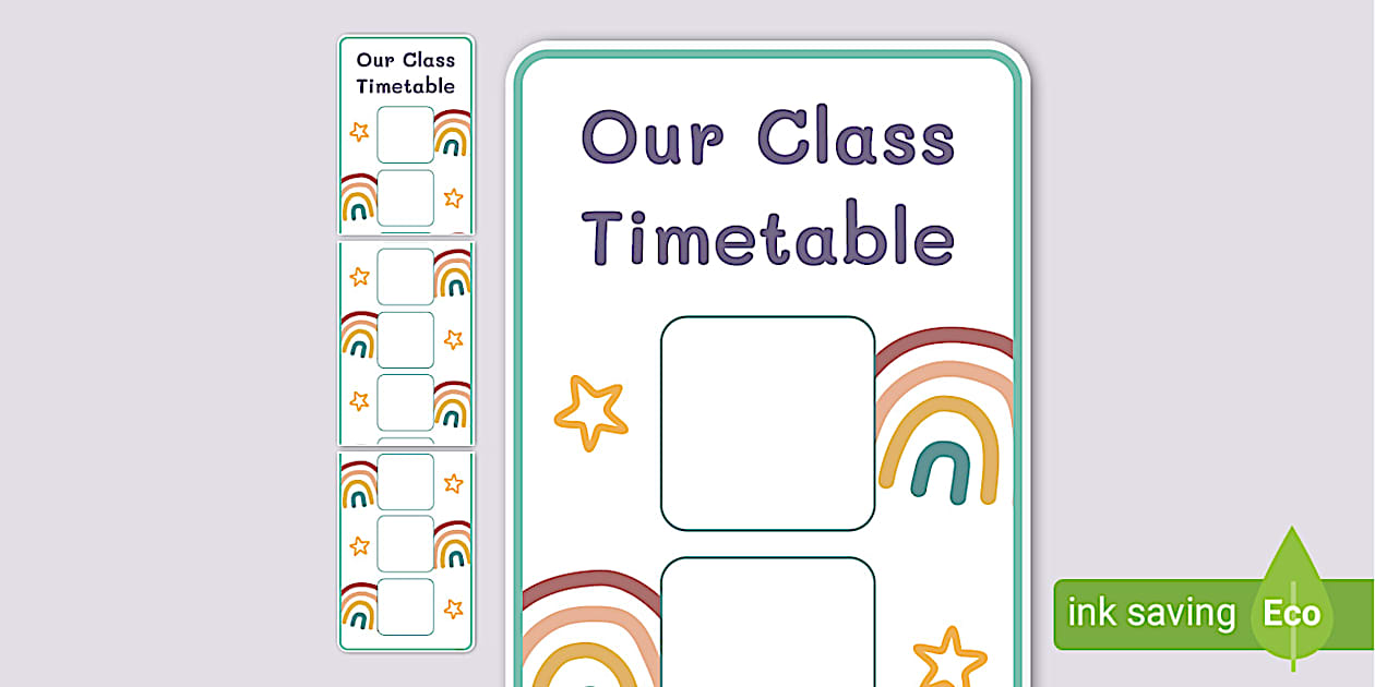 Muted Rainbow Class Timetable (teacher made) - Twinkl