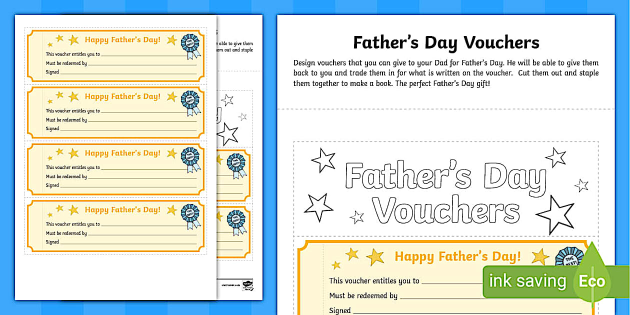 Father's Day Vouchers Activity Pack - Printable Gift Ideas