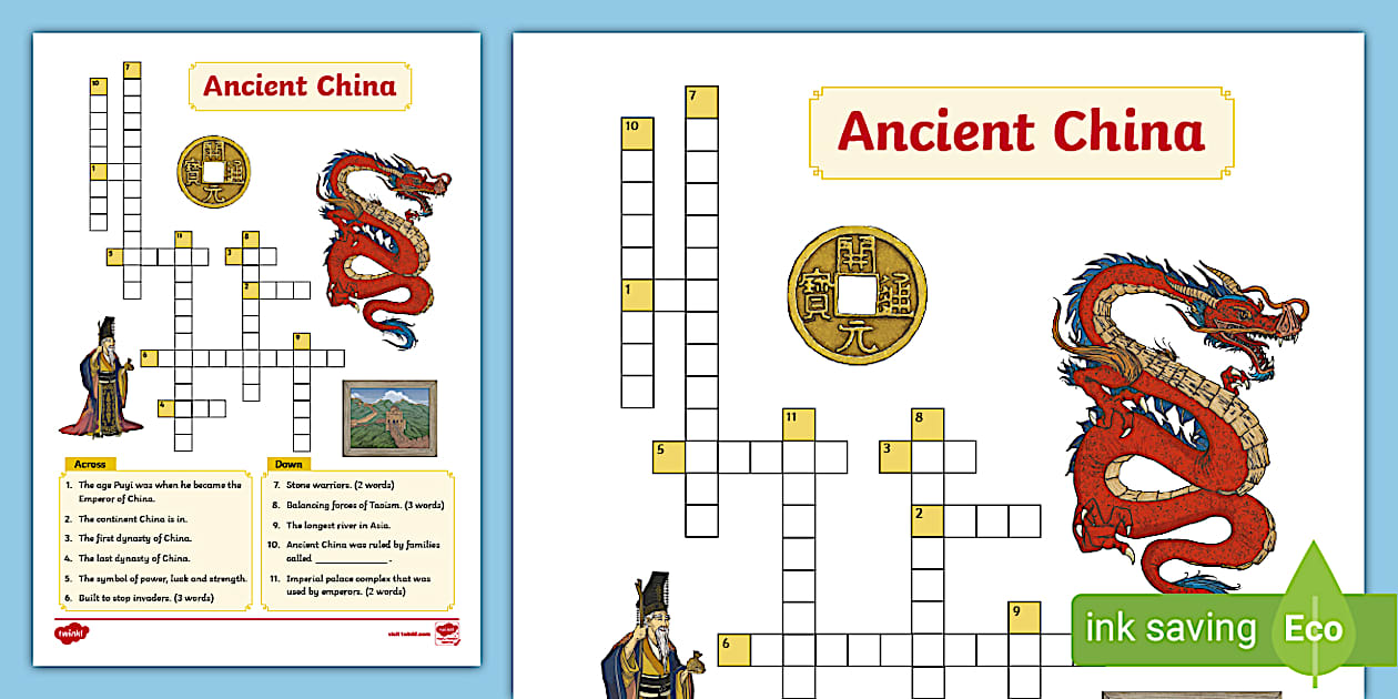 Ancient China Crossword | Twinkl | Northern Ireland - Twinkl