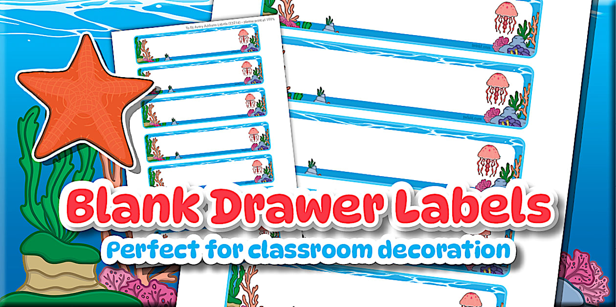 Foundation Phase - Classroom Organisation - Under the Sea - Blank Drawer