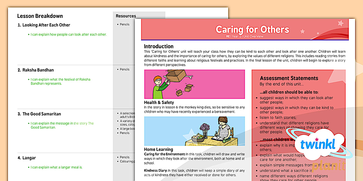 RE: Caring for Others Year 1 Planning Overview - Twinkl
