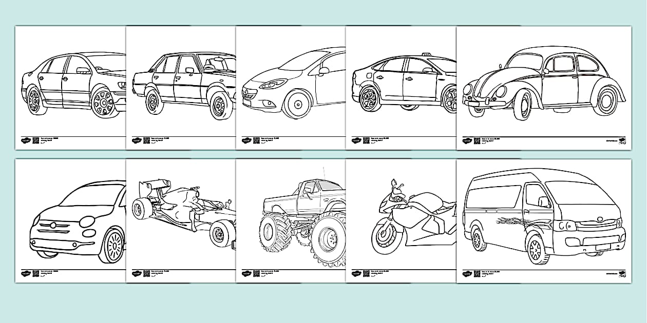 Car Cut Out Template - Colouring Pages - Transport - Twinkl