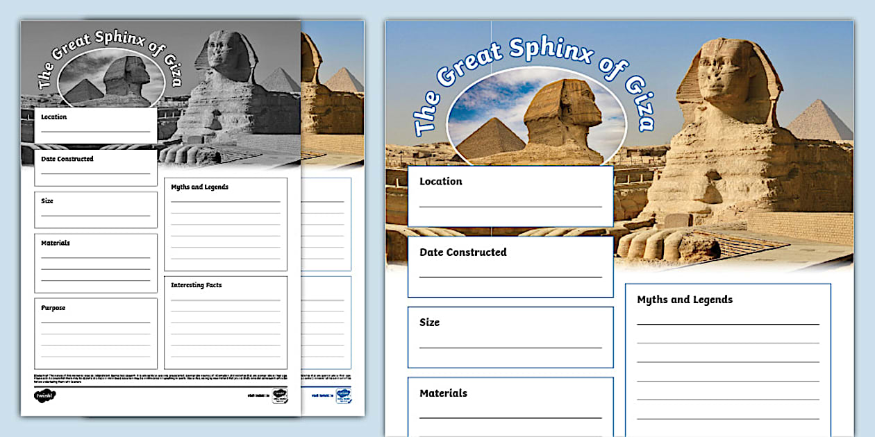 The Great Sphinx of Giza Fact File Template (teacher made)