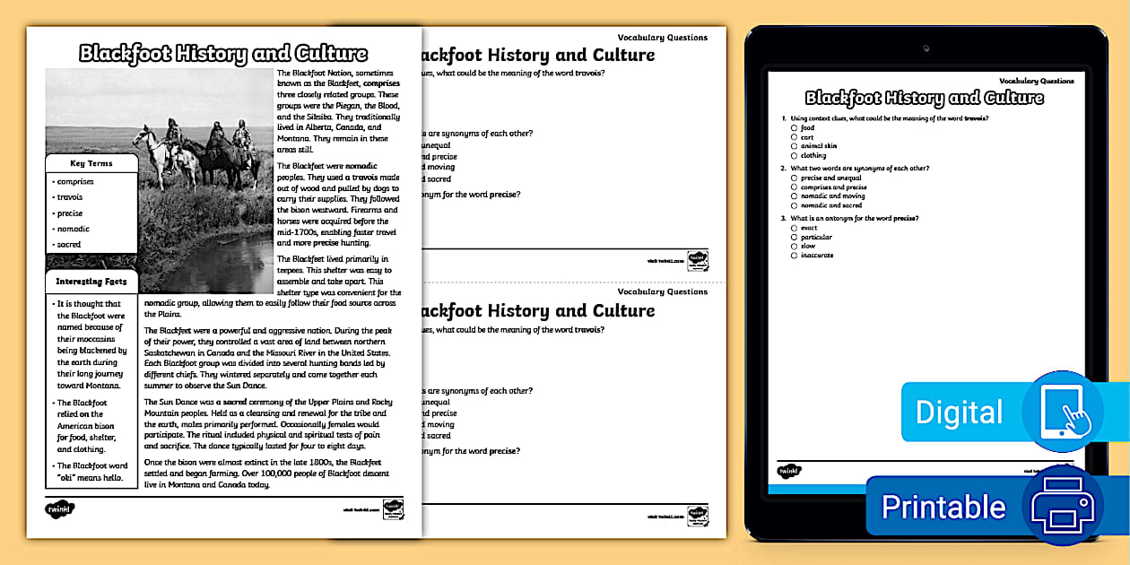 5th Grade Blackfoot Native American Activity | Twinkl USA