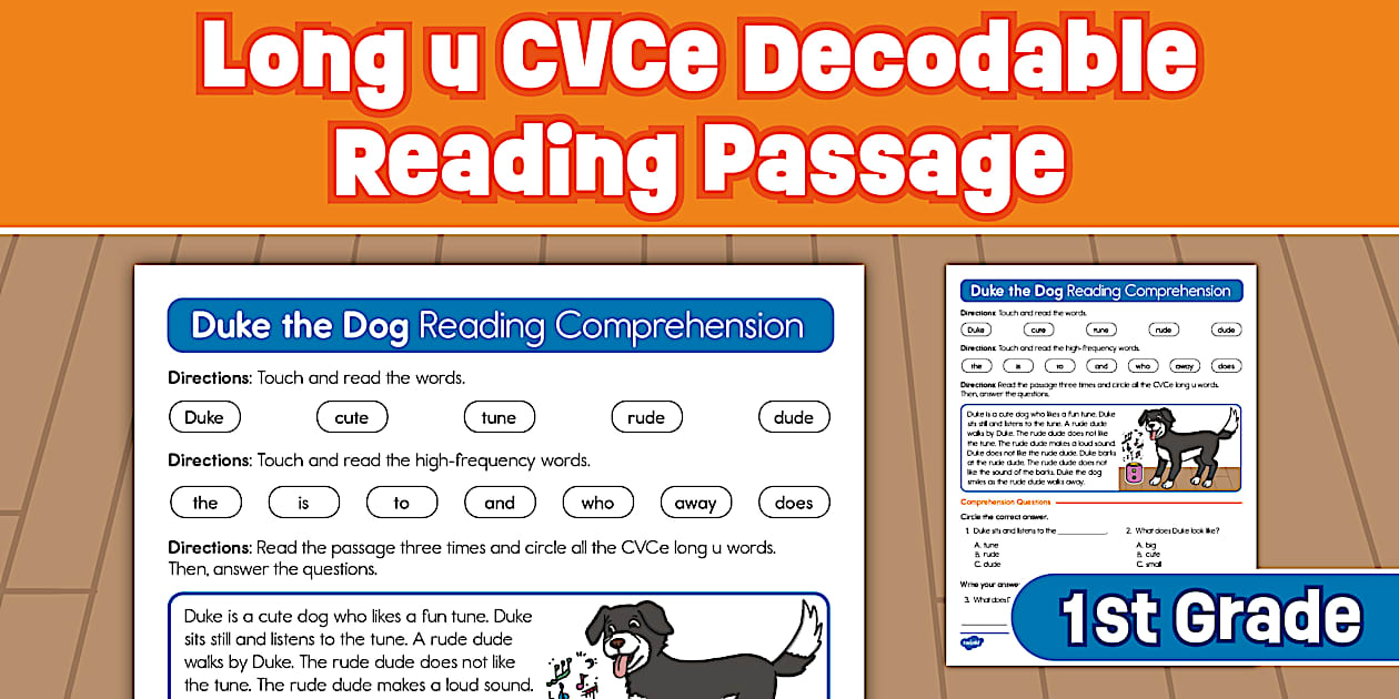 First Grade Long u CVCe Decodable Reading Passage