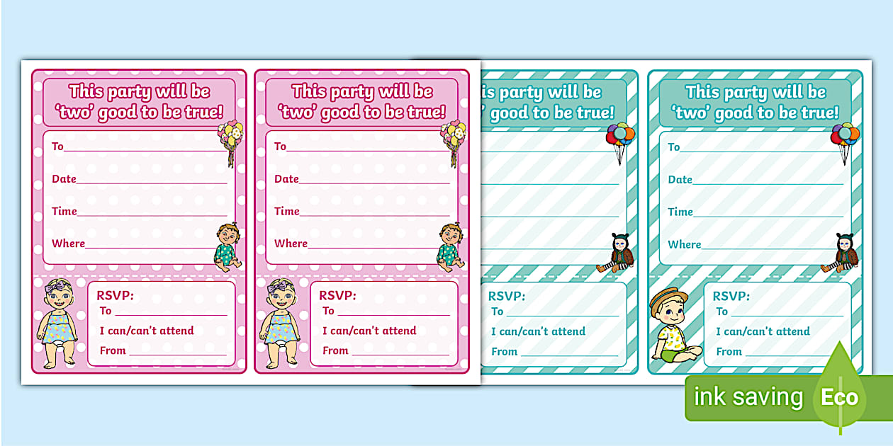 2nd Birthday Party Invitations (teacher made) - Twinkl