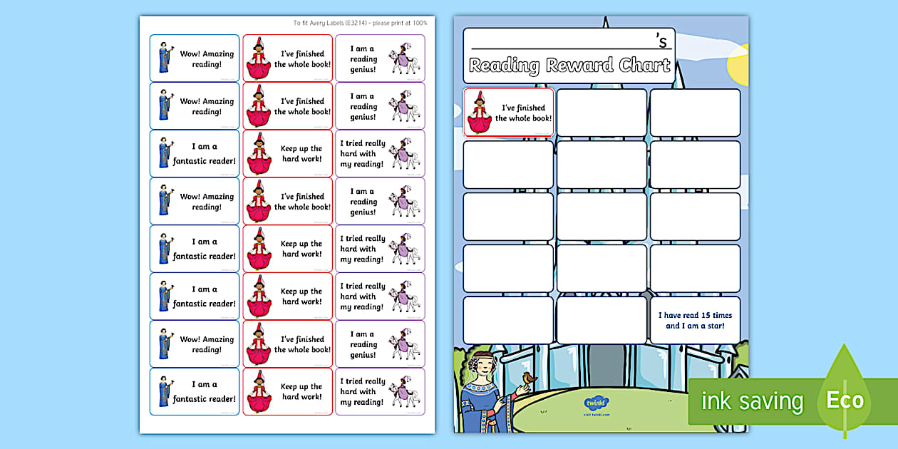 Princess-Themed Reading Sticker Reward Charts - Twinkl