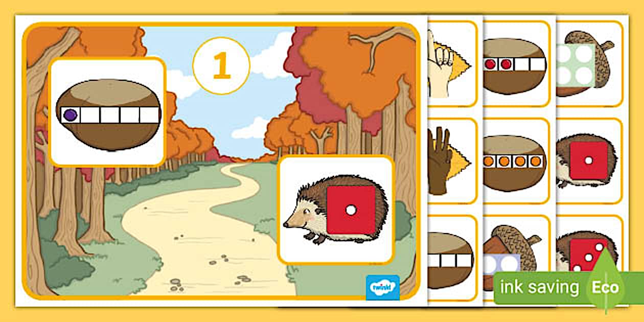 👉 Autumn Number Representation 1-5 Matching Activity