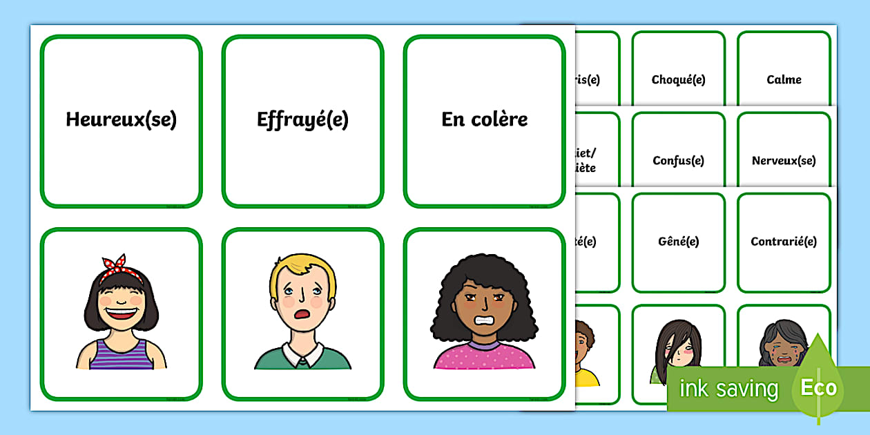 Cursive Cartes pour jeu de paires : les émotions - Twinkl