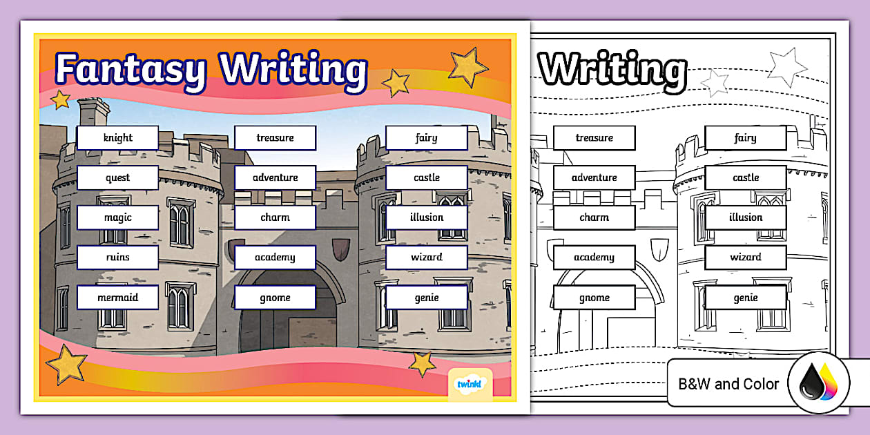Fantasy Writing Vocabulary Mat for 3rd-5th Grade - Twinkl