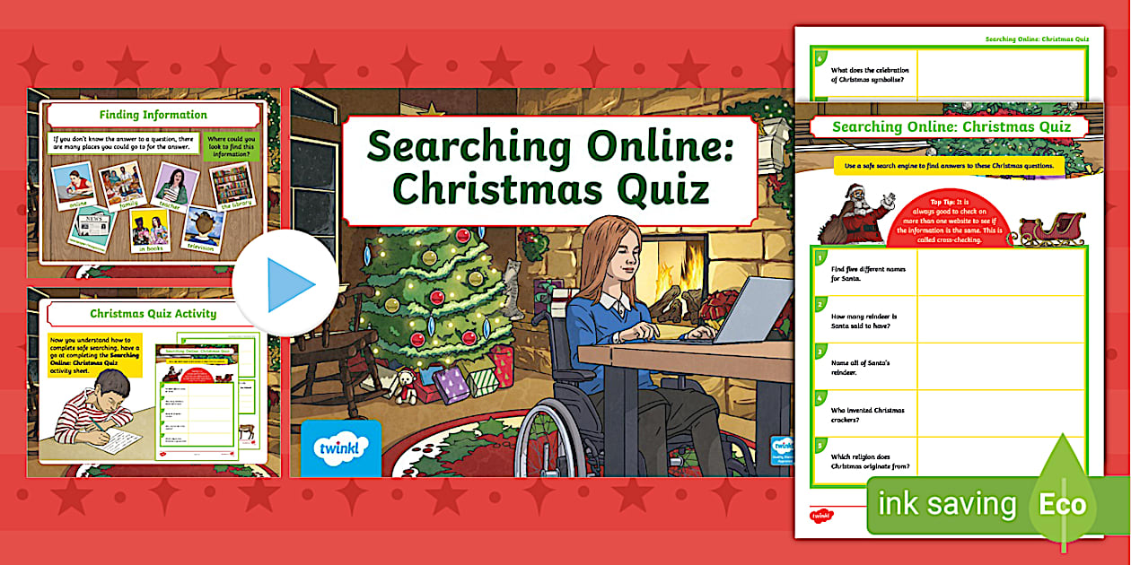 KS2 - Christmas Quiz Searching Online Activity - Twinkl