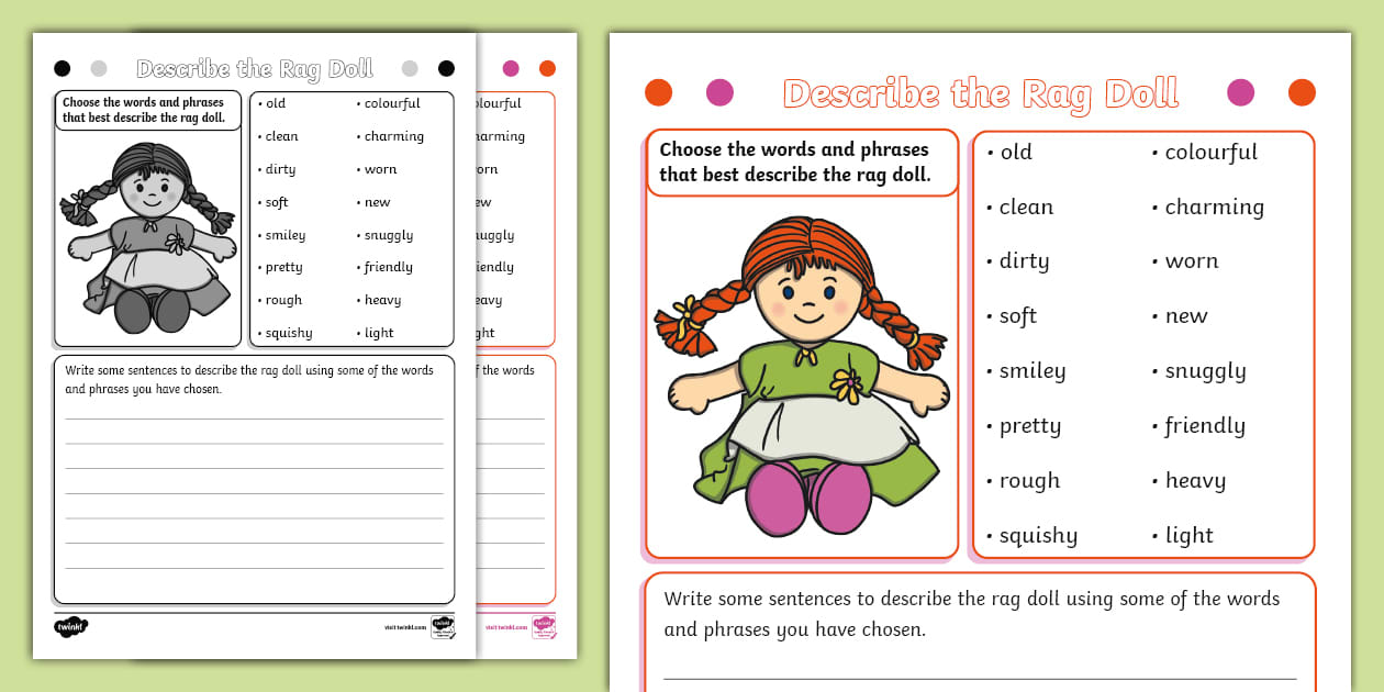 Describe the Rag Doll Worksheet (teacher made) - Twinkl
