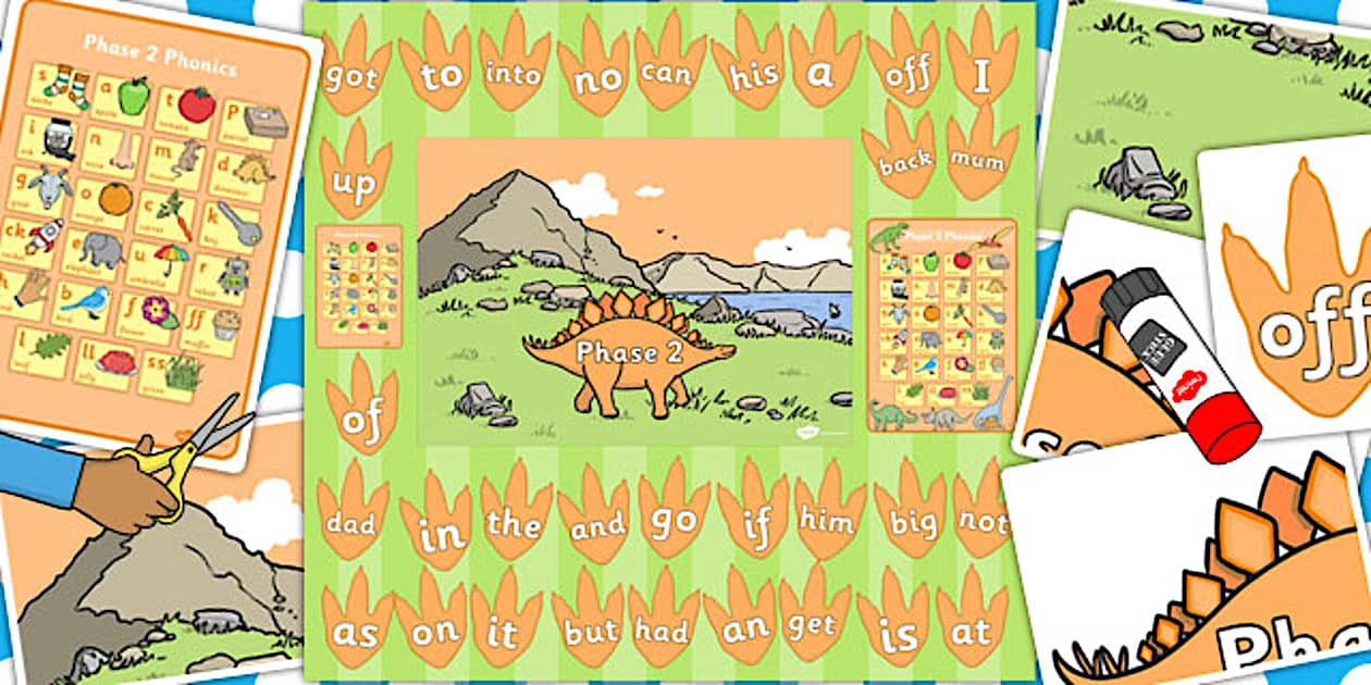 Cursive Ready Made Phase 2 Dinosaur Display Pack - Twinkl