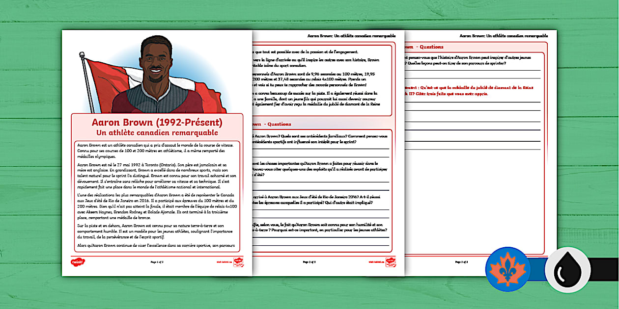 (Aaron Brown) Remarkable Canadian Athlete Reading French