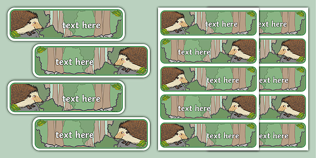 Editable Woodland Hedgehog Tray Labels (teacher made)