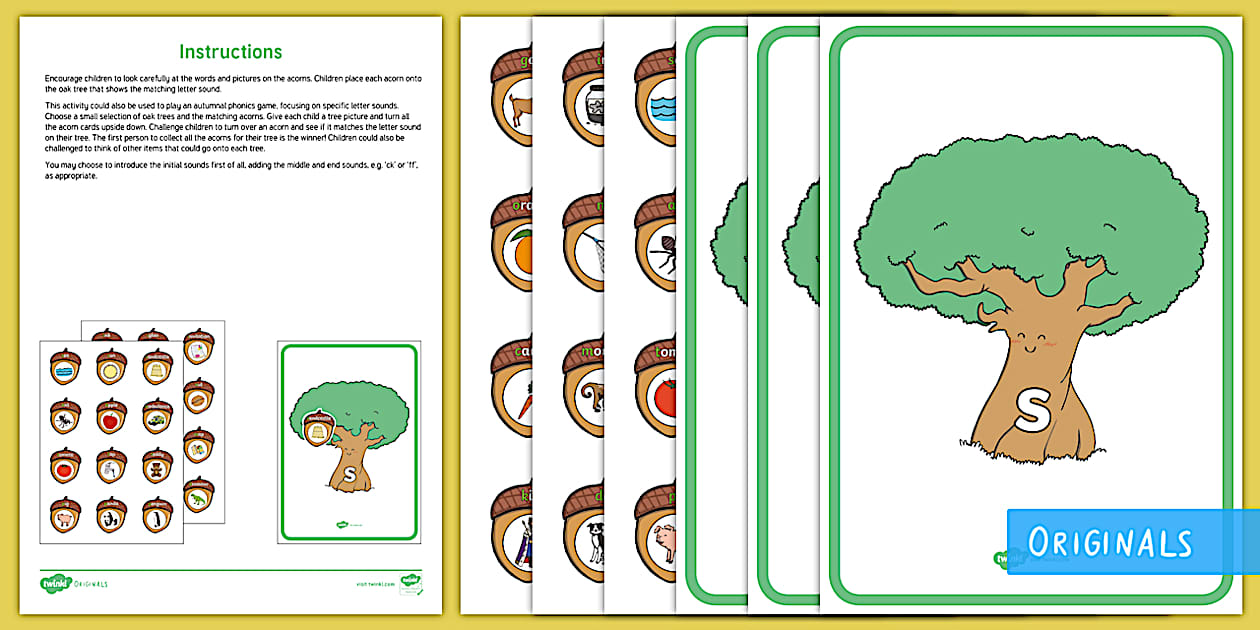 Acorn and Oak Tree Phase 2 Phonics Game