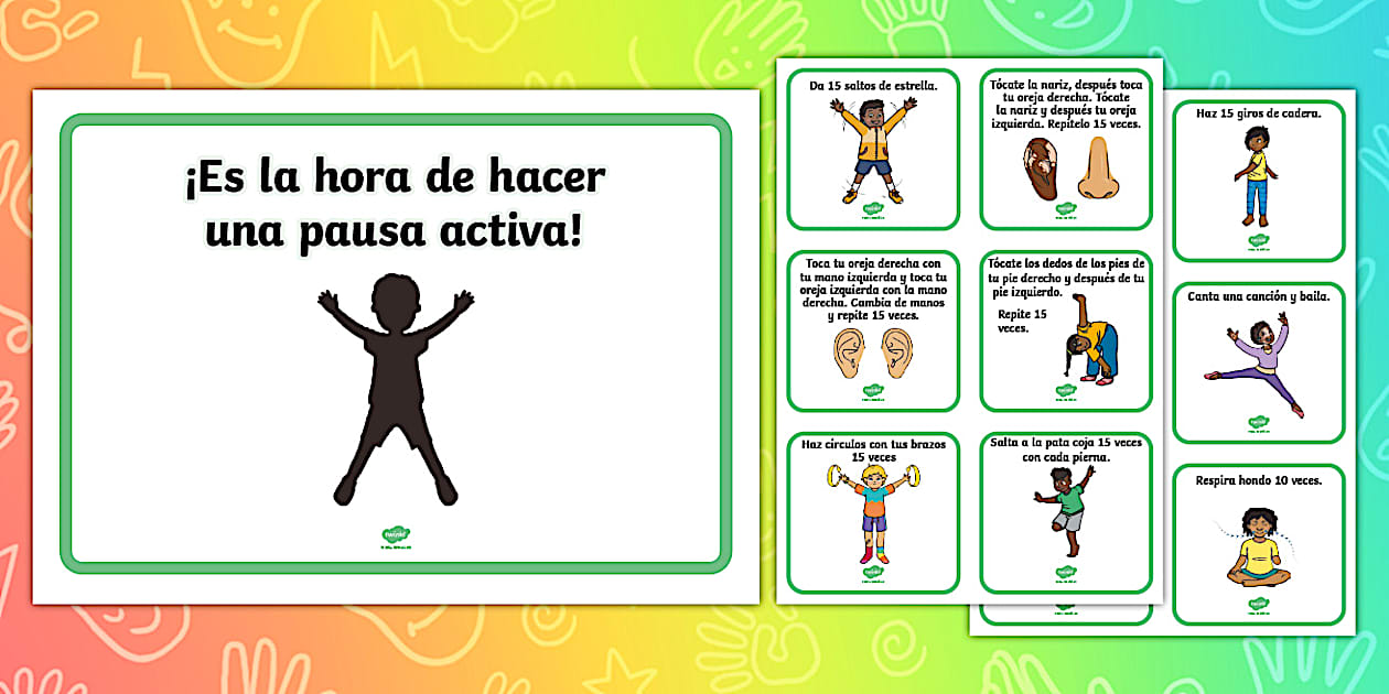Tarjetas de dasafío: Es hora de hacer una pausa activa