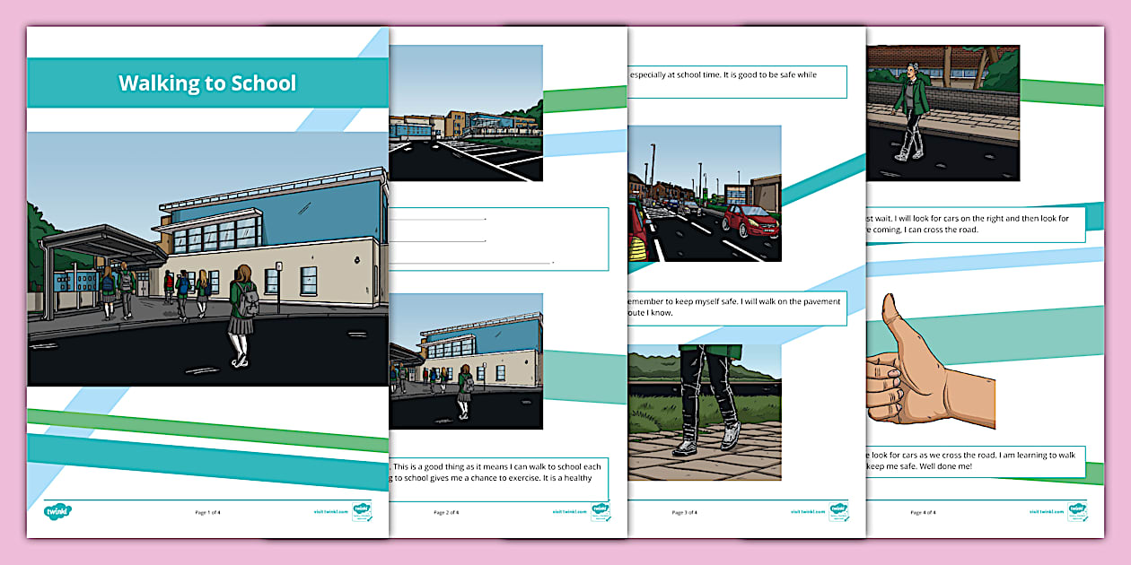 Older Learners Walking to School Social Situation - Twinkl