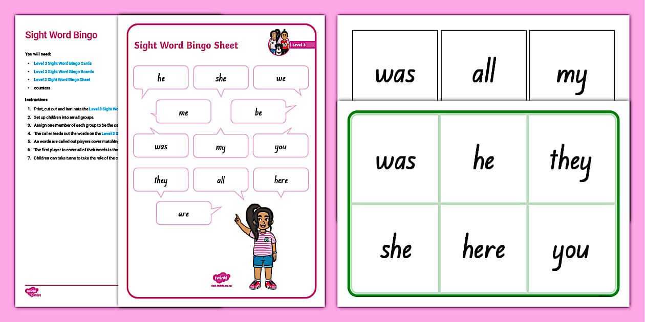 Twinkl Phonics Level 3: Sight Word Bingo - Twinkl