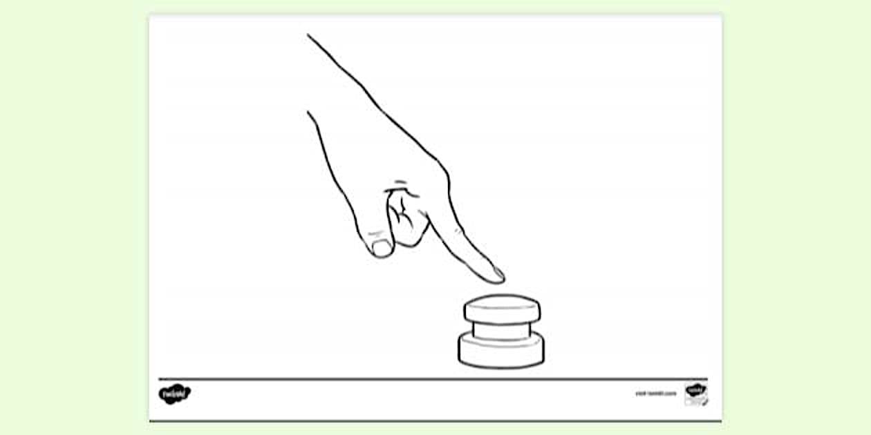 Finger Pressing Button Colouring | Colouring Sheets - Twinkl