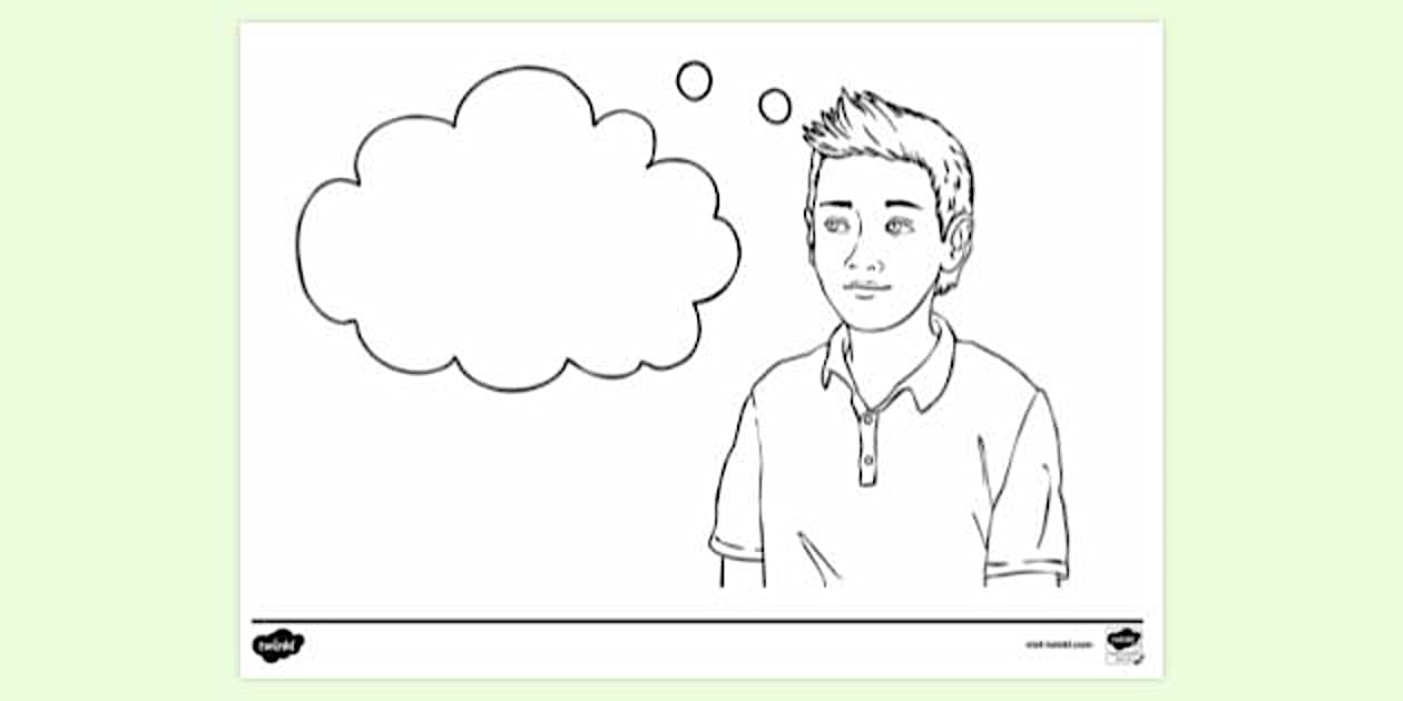 Boy Thinking Colouring | Colouring Sheet (teacher made)