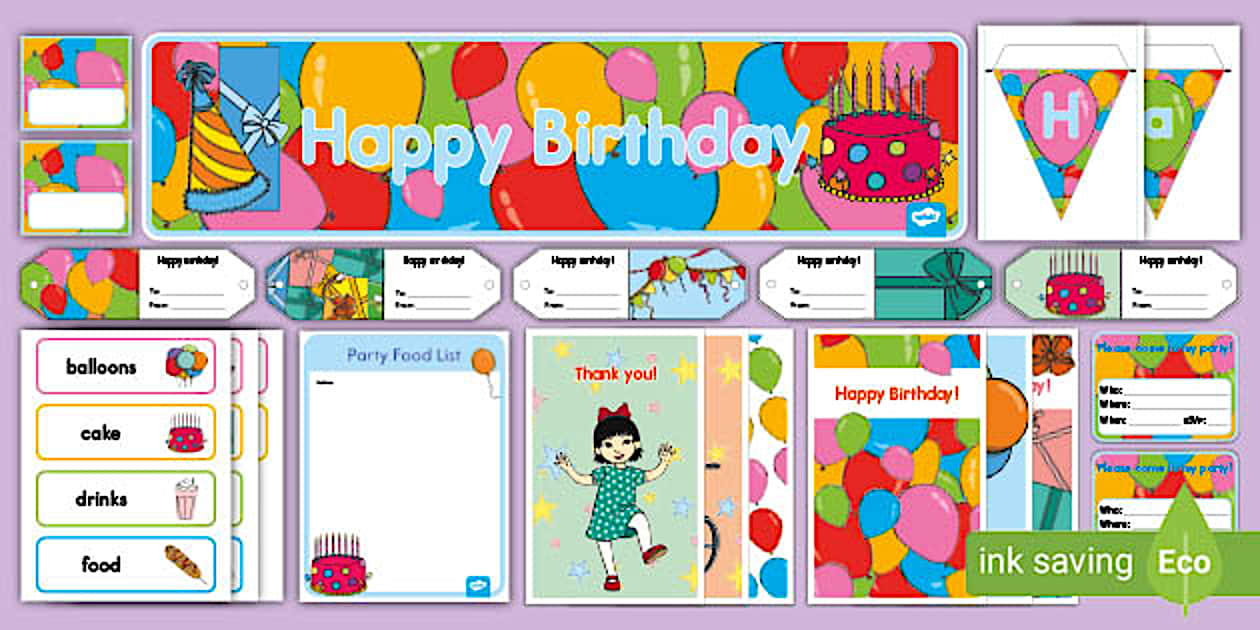Editable Birthday Party Dramatic Play Pack (teacher made)
