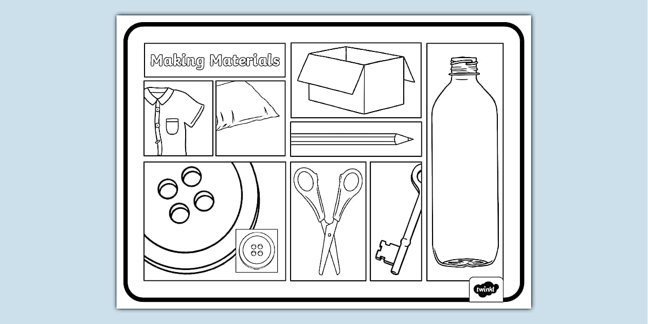 STEM IU Foundation Making Materials Colouring Page - Twinkl