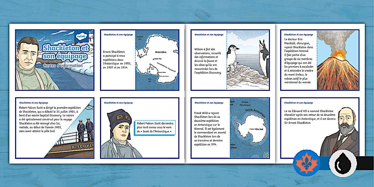 Shackleton and Crew Fact Display Cards French - Twinkl