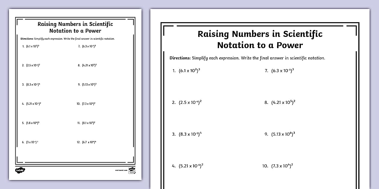 Eighth Grade Raising Numbers in Scientific Notation to a Power