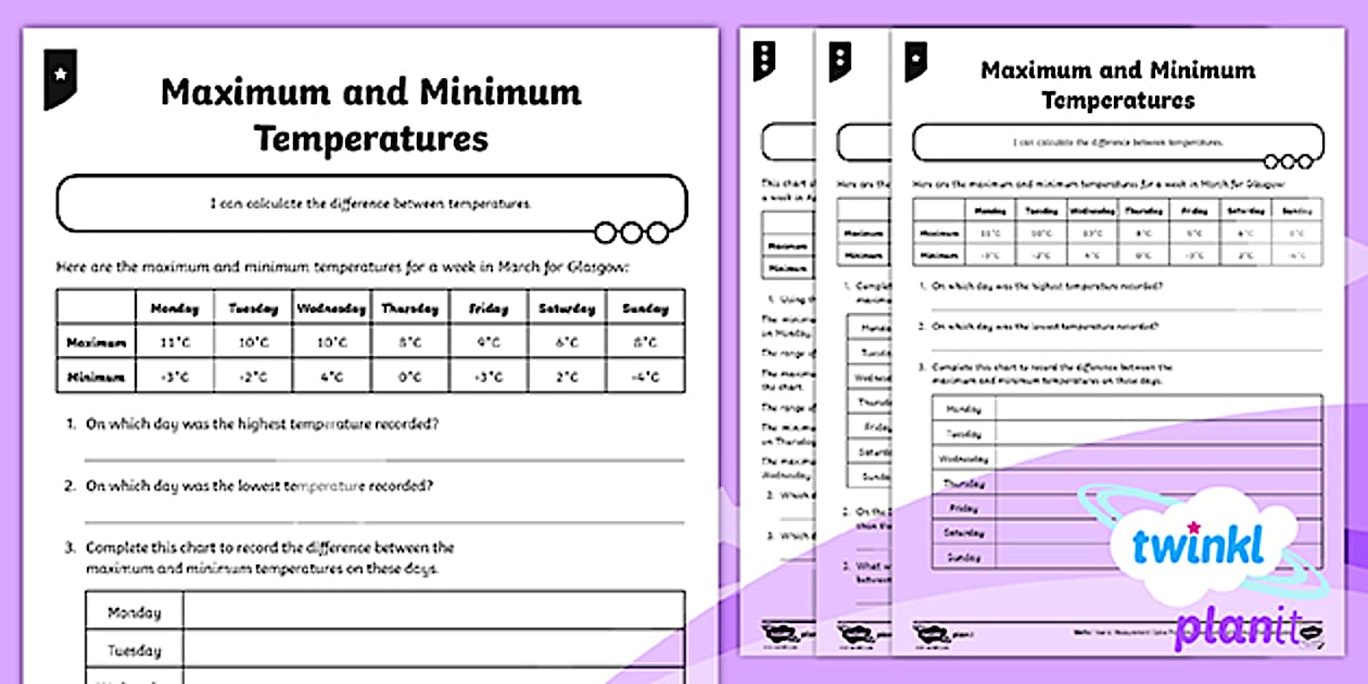 Maths Y6: Problems Involving Maximum and Minimum Temperatures