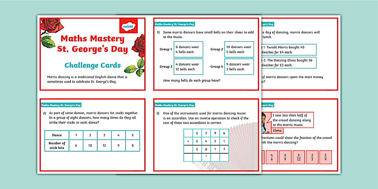 👉 Year 3 Maths Mastery St. George's Day Challenge Cards