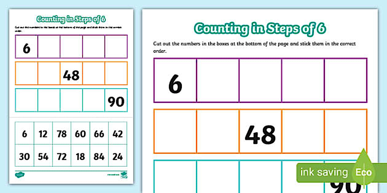 Counting in 6s Cut and Stick Worksheet / Worksheet - Twinkl