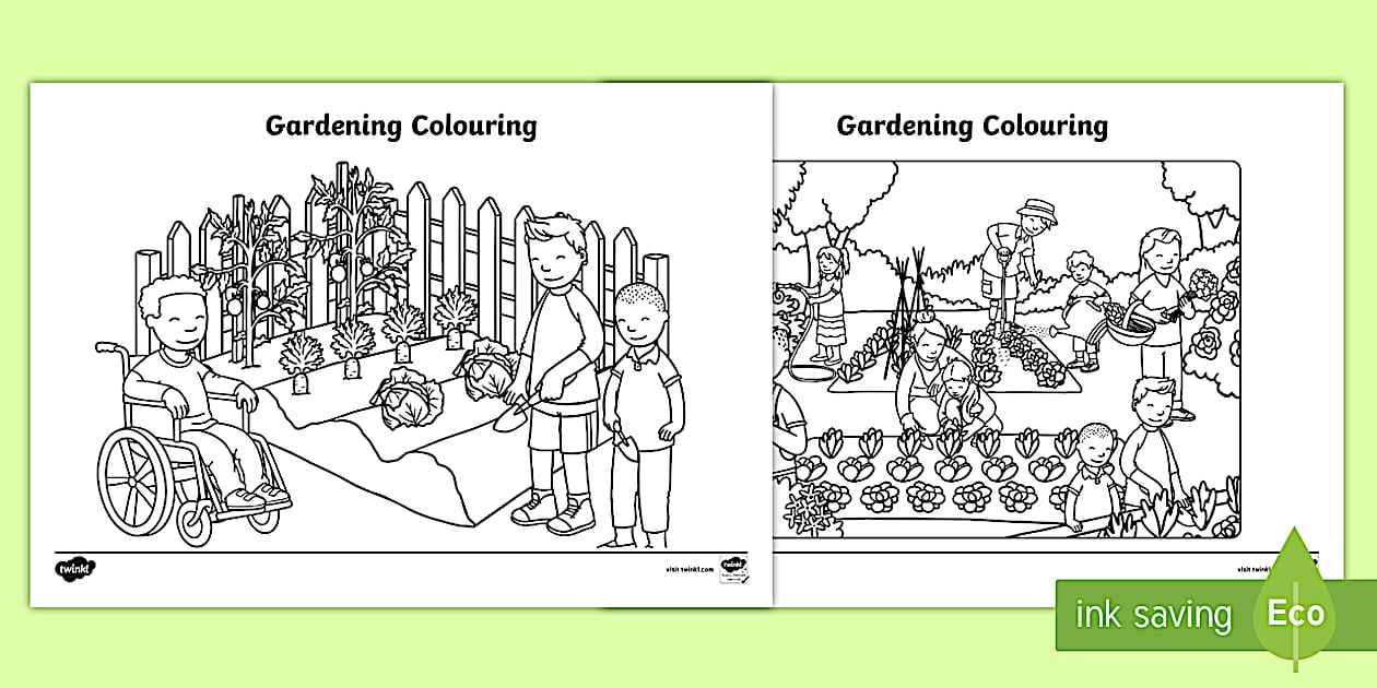 Gardening Colouring (teacher made) - Twinkl