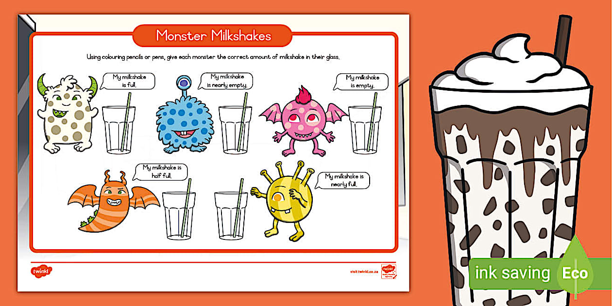 Grade 1 Mathematics: Monster Milkshakes (teacher made)
