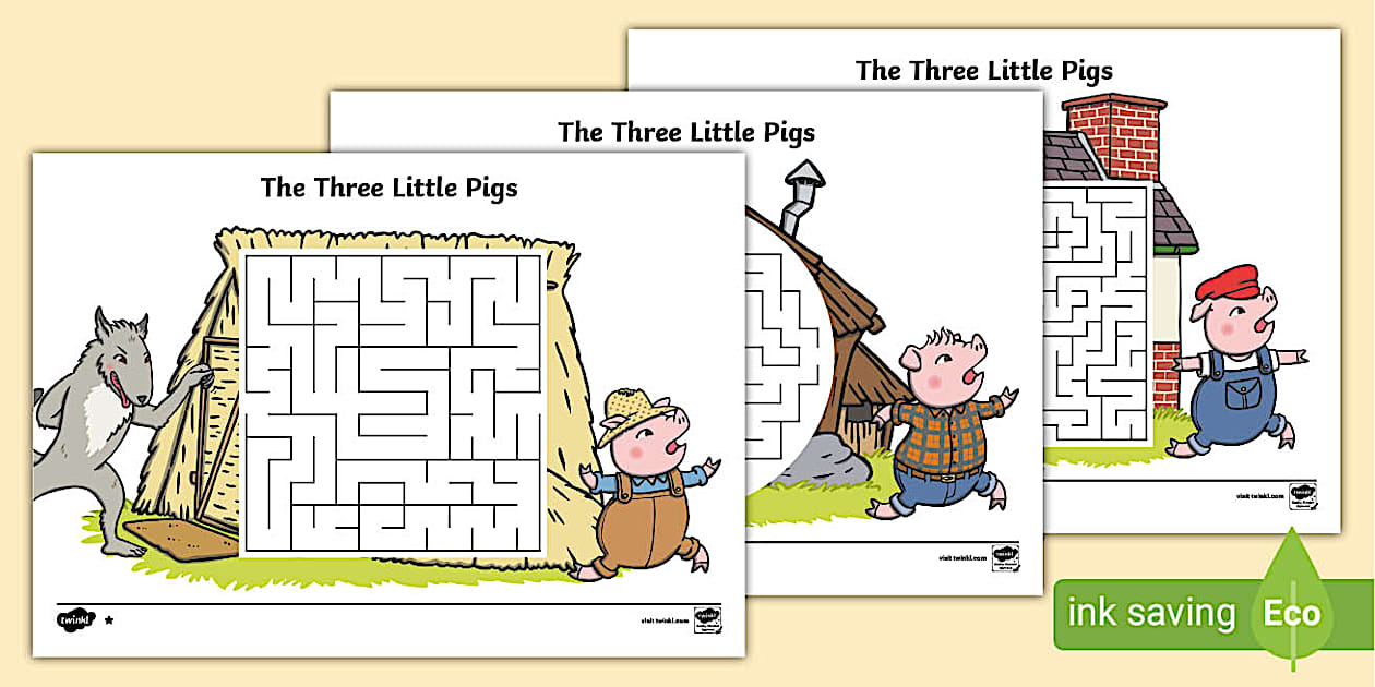 The Three Little Pigs Maze Pack | Twinkl (teacher made)