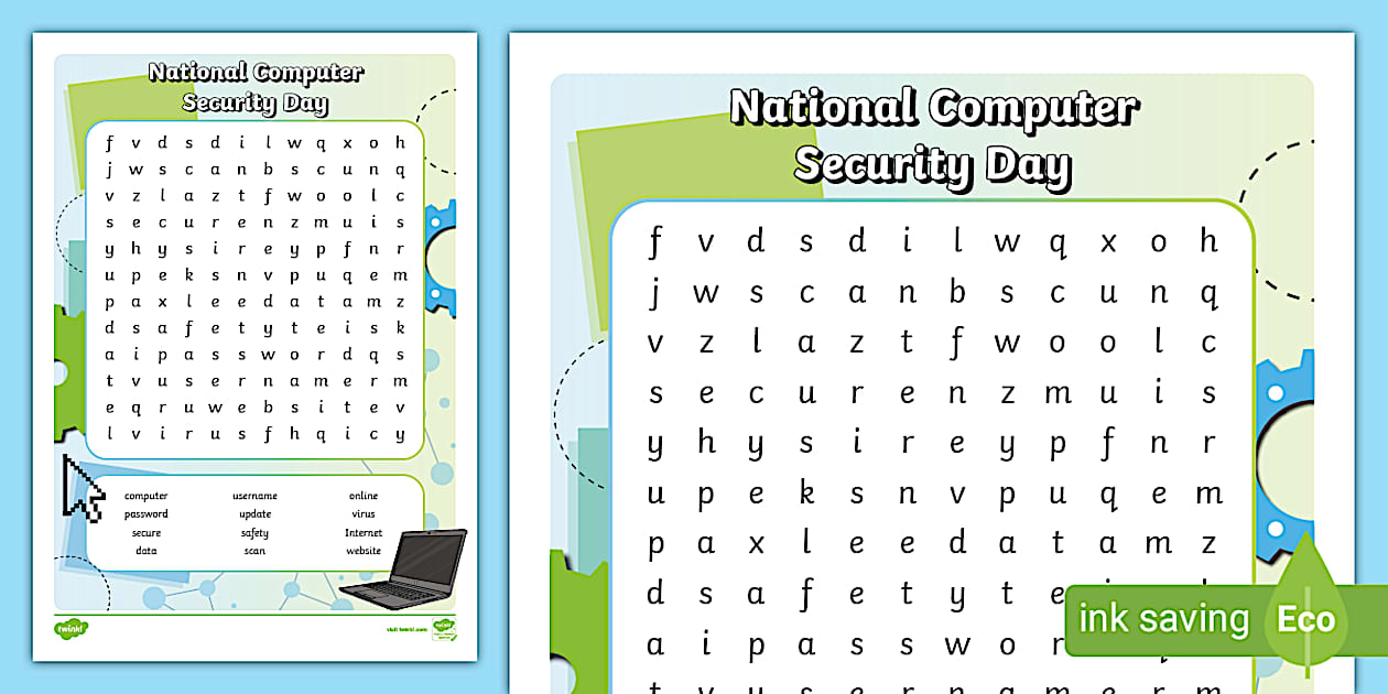 KS1 National Computer Security Day Word Search - Twinkl