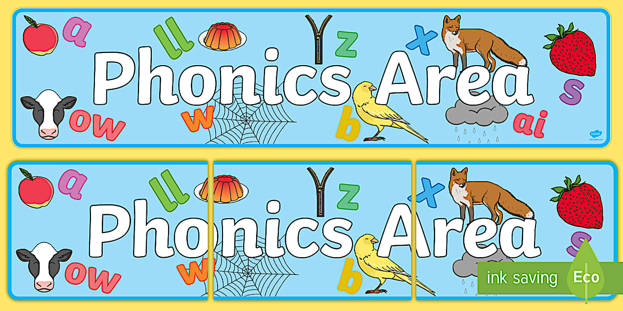 Black and White Phonics Area Display Banner - Twinkl