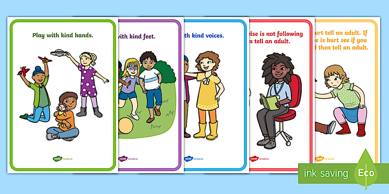 Precursive Playground Rules Posters (teacher made) - Twinkl