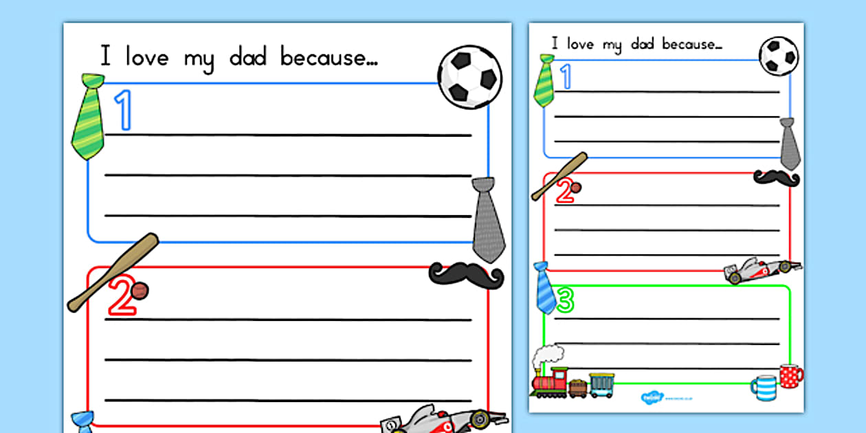 I Love My Dad Sheets (teacher made) - Twinkl