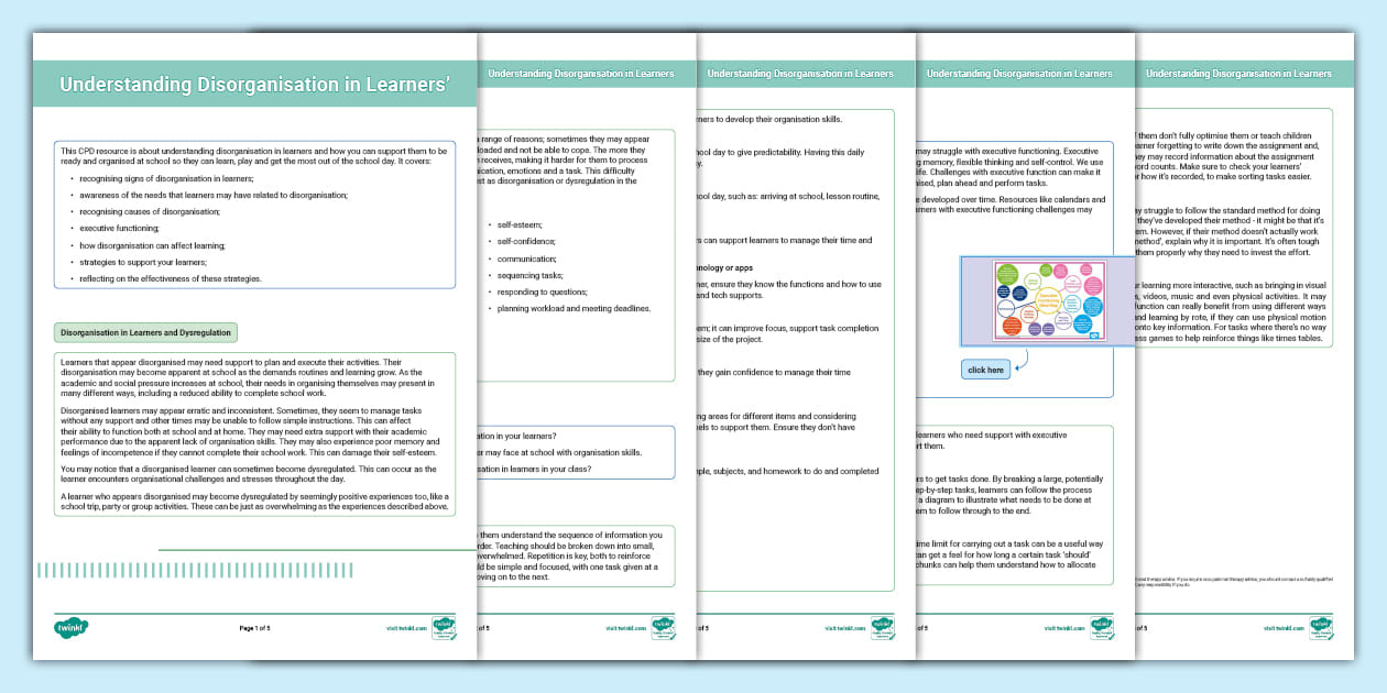 OT: Understanding Disorganisation in Learners (teacher made)