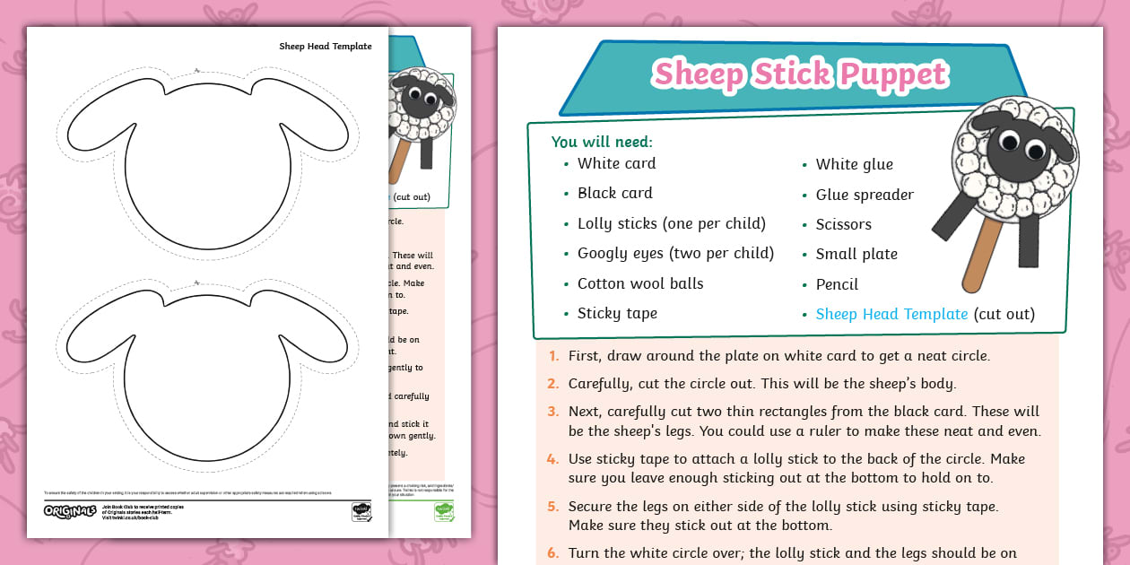 Sheep Stick Puppet Craft Instructions (teacher made)